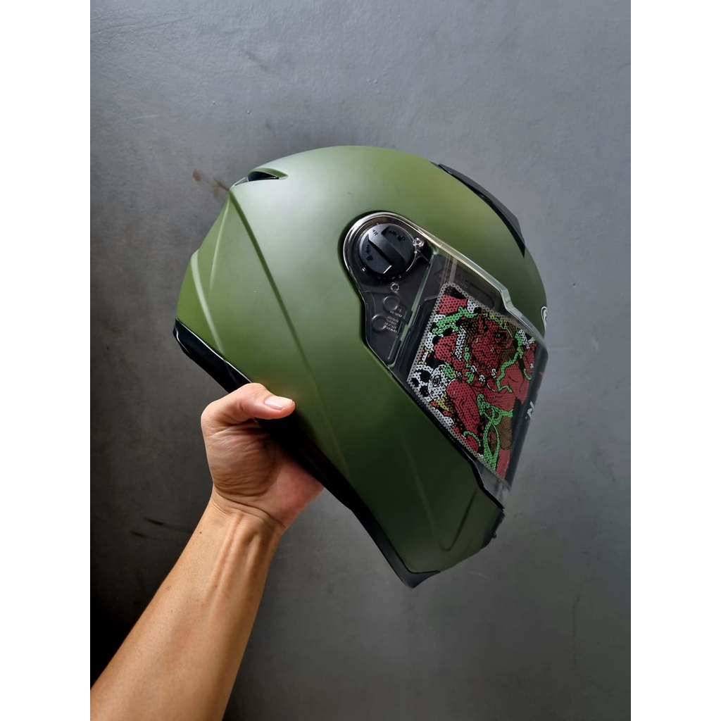 Jual ZEUS ZS 811C F.GREEN DOFF FULL FACE SINGLE FLAT VISOR (FREE DARK ...