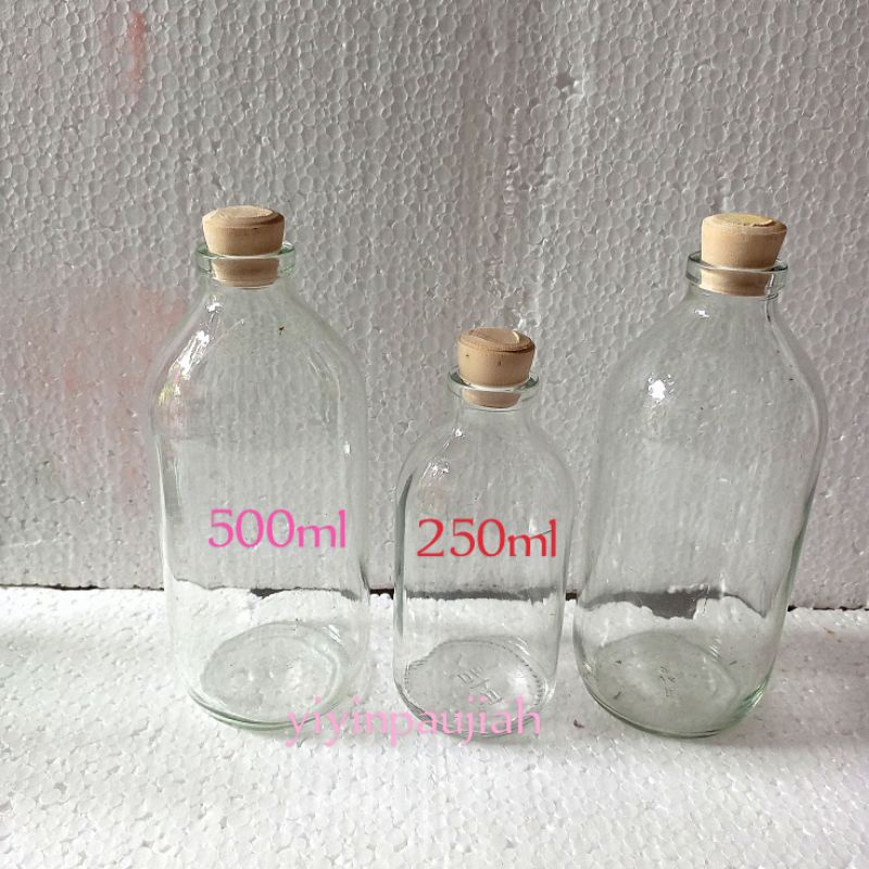 Jual Botol ASI(isi 4pcs)/botol infus+tutup kayu 250ml-500ml/botol kaca ...