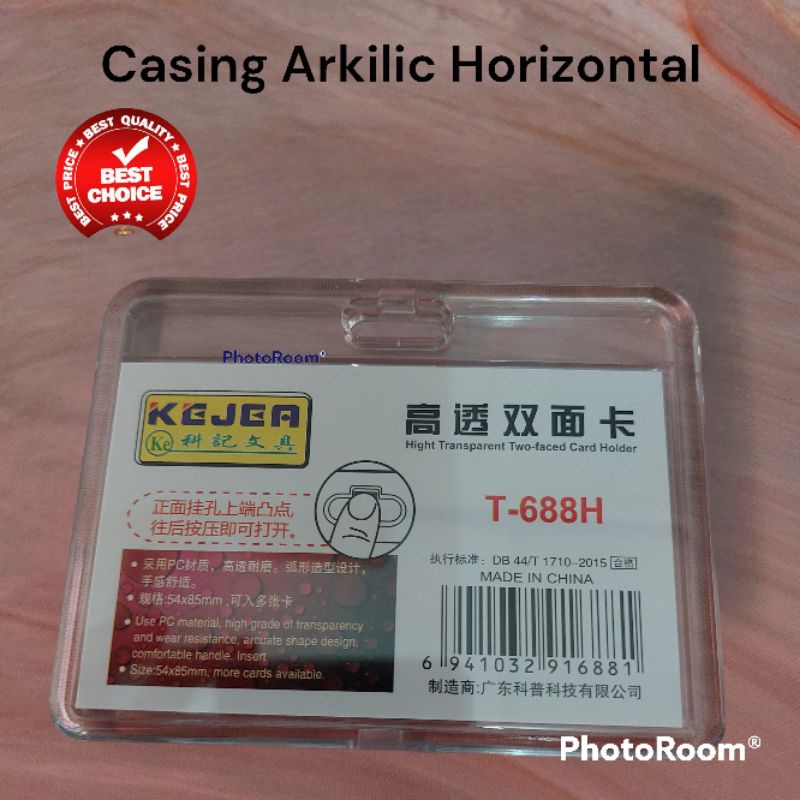 Jual Id Card Holder Acrylic Transparant Kejea T-668H Horizontal Casing ...