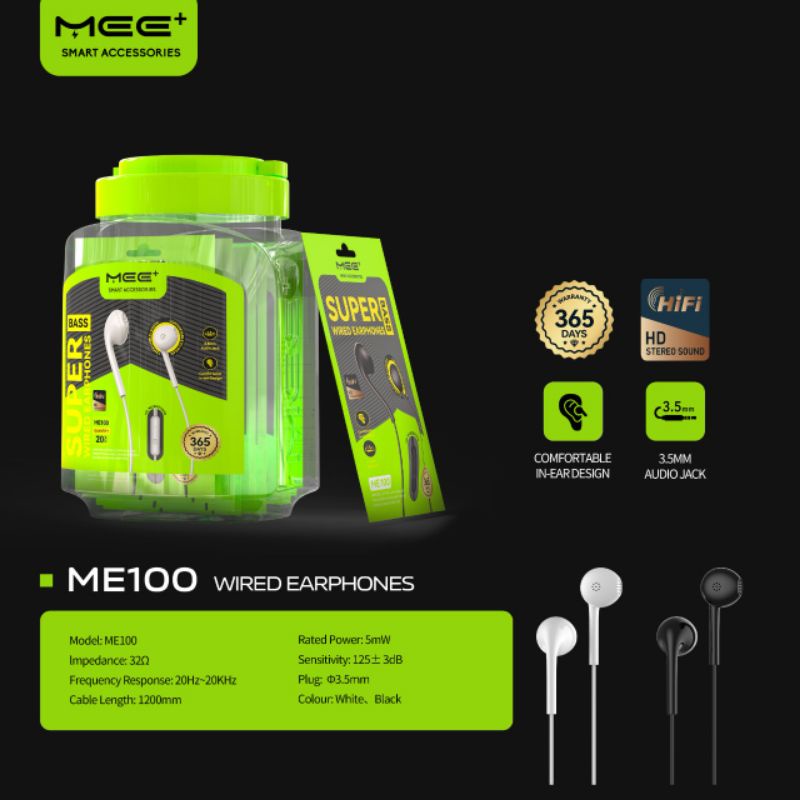 Jual MEE+ ME100 HEADSET (1 TOPLES ISI 20 PCS) SUPER BASS WIRED ...