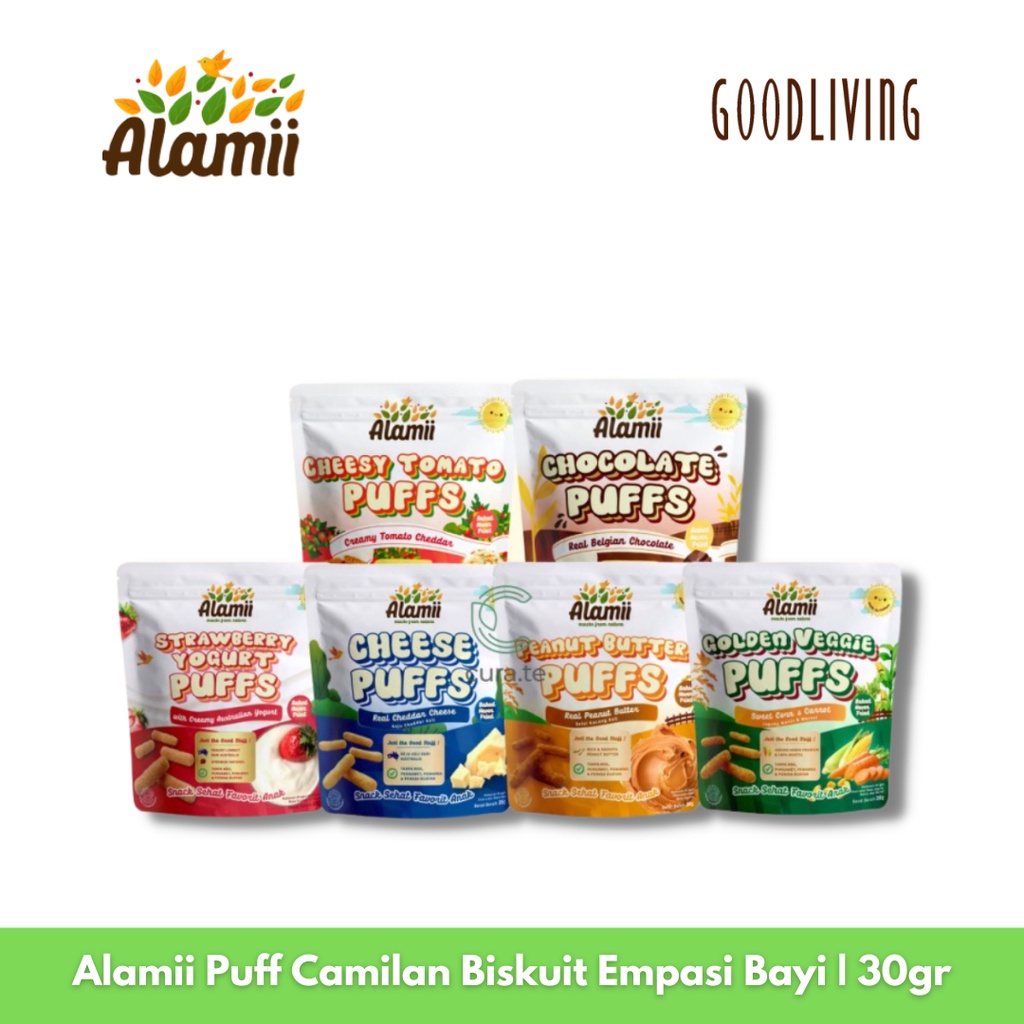 Jual ALAMII PUFFS CEMILAN BISKUIT MPASI BAYI 30GR | CHEESE STRAWBERRY ...
