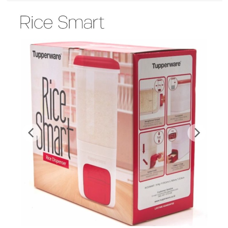 Jual Tempat Beras Ukuran 10kg Rice Smart Merah Putih Tupperware | Shopee Indonesia