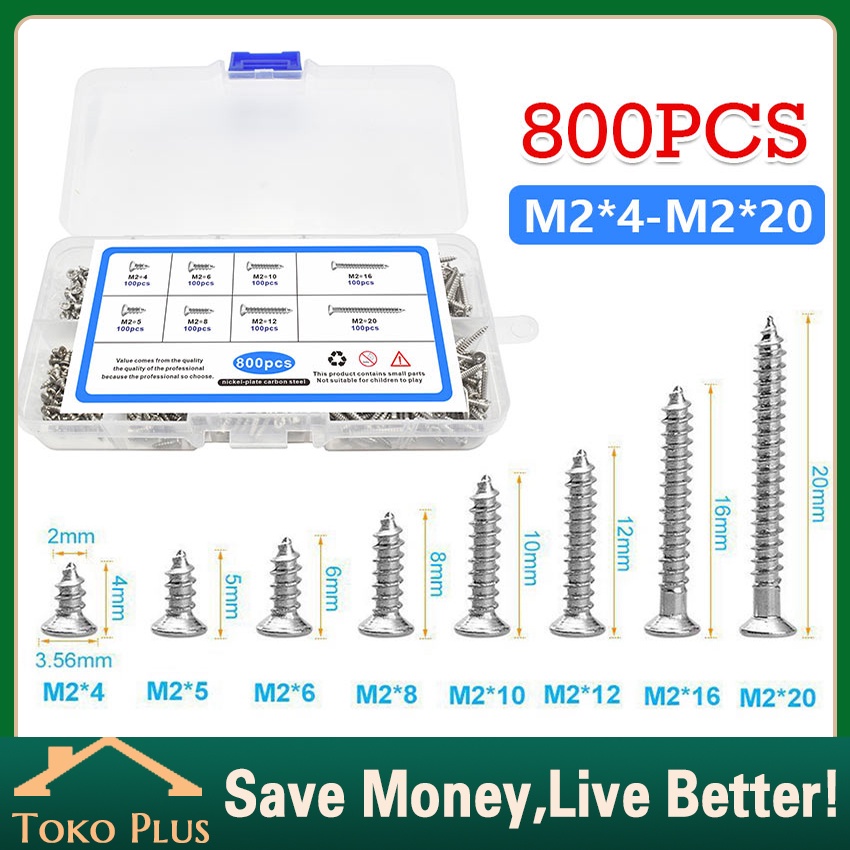 Jual 800Pcs Sekrup Transistor Final Panjang 4mm-12mm Sekrup Skrup FAB Sekrup Tapping Baut Mur ...