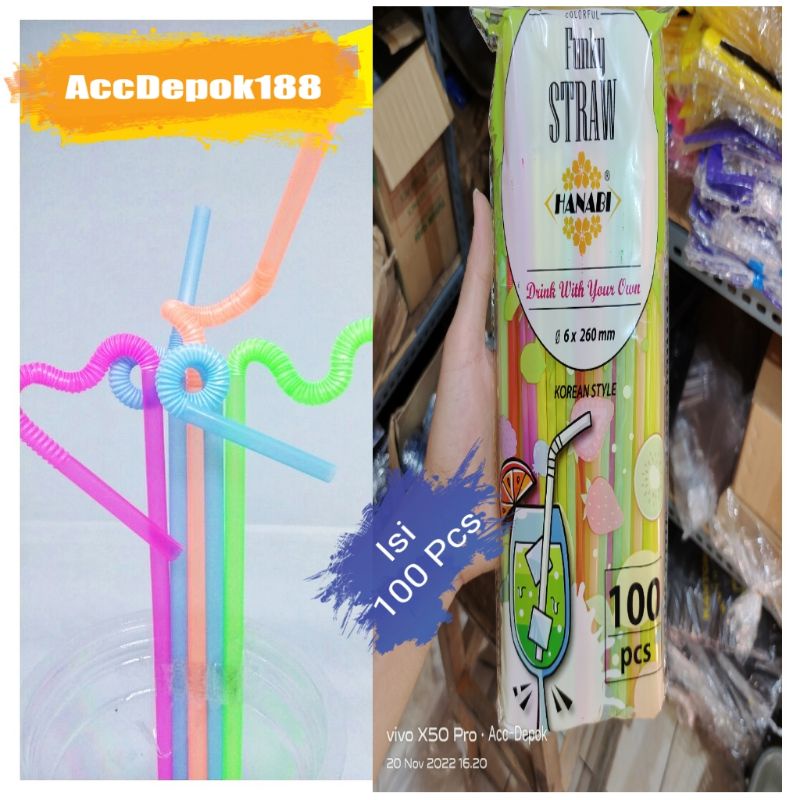 Jual ISI 100 PCS SEDOTAN ULIR FUNGKY / SEDOTAN STRAWBERRY FUNGKY / SEDOTAN SPIRAL627 6MM 27CM ...