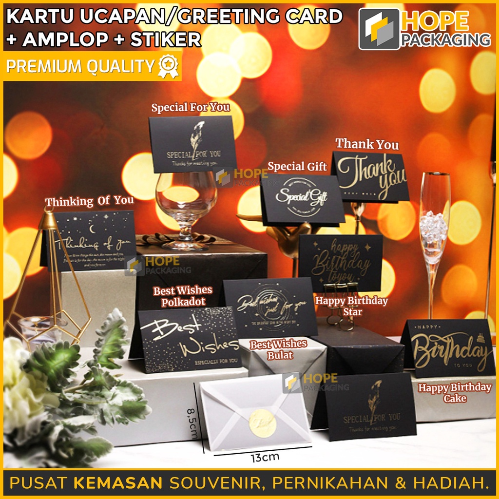 Jual Kartu Ucapan Hitam / Greeting Card + Amplop / Hangtag Natal ...