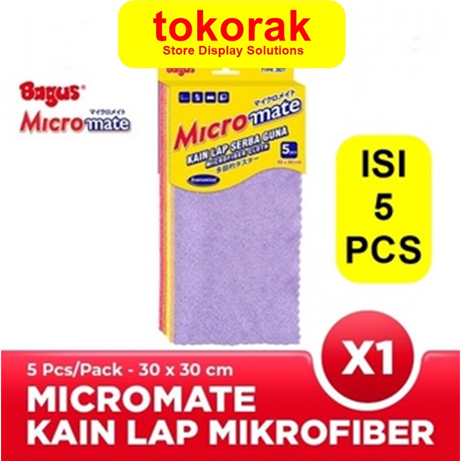 Jual BAGUS MICROMATE KAIN LAP MICROFIBER SERBAGUNA 5S 30X30 CM 5PCS 307 KAIN LAP DAPUR LAP MOBIL ...