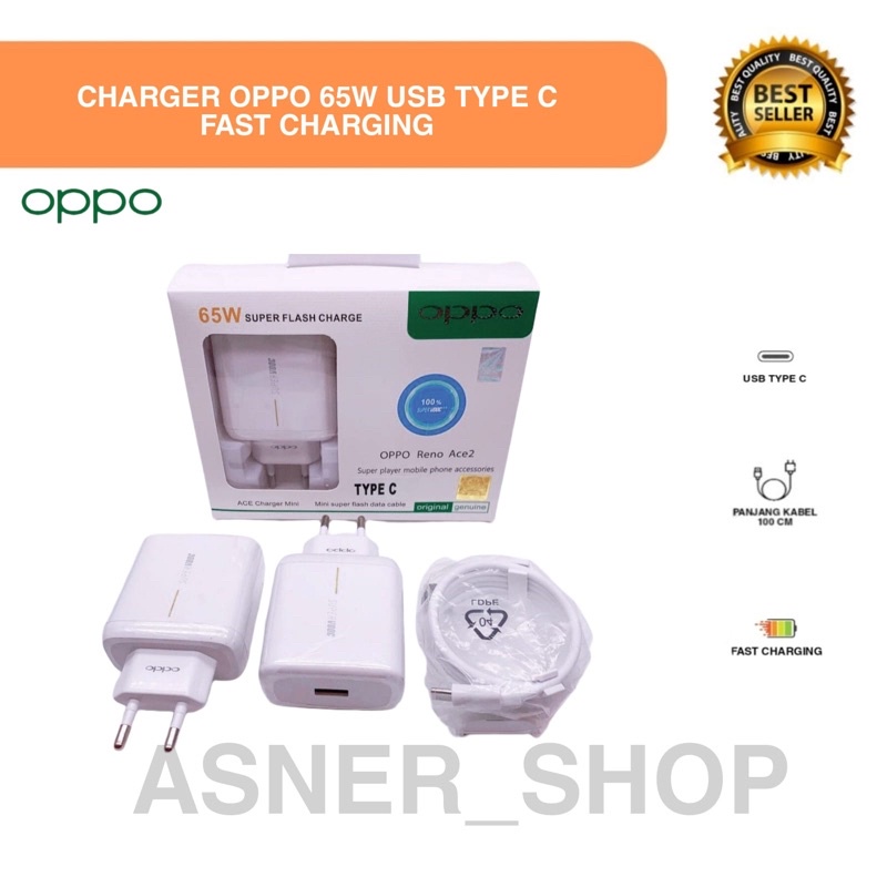 Jual Charger OPPO 65W Type C Support Super Vooc Tc 65 W TypeC Tc Reno Ace 2 Fast Charging usb ...