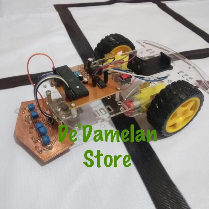Jual ROBOT LINE FOLLOWER TRACER + 5 ADC LINE SENSOR ATMEGA16 | Shopee ...
