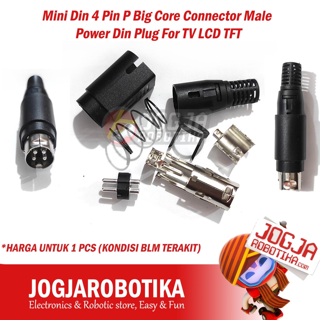 Jual Mini Din 4 Pin P Big Core Connector Male Power Din Plug For TV LCD ...