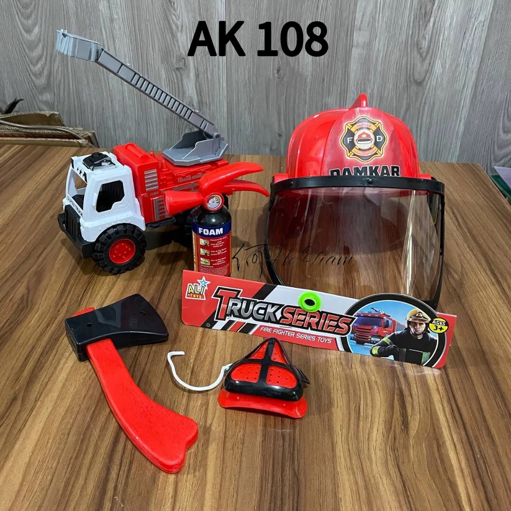 Jual Mainan Pemadam Kebakaran Dan Helm Safety AK108 / Mainan Mobil Pemadam | Shopee Indonesia