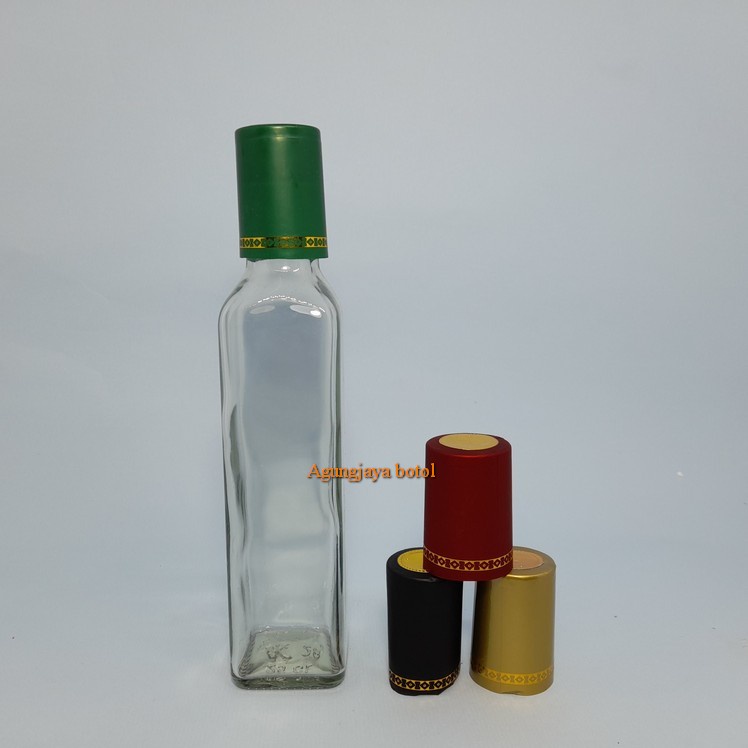 Jual Botol Kaca Food 250 Ml Square VCO Clear Tutup Hitam Tidak Segel / Botol Kaca VCO / Botol ...