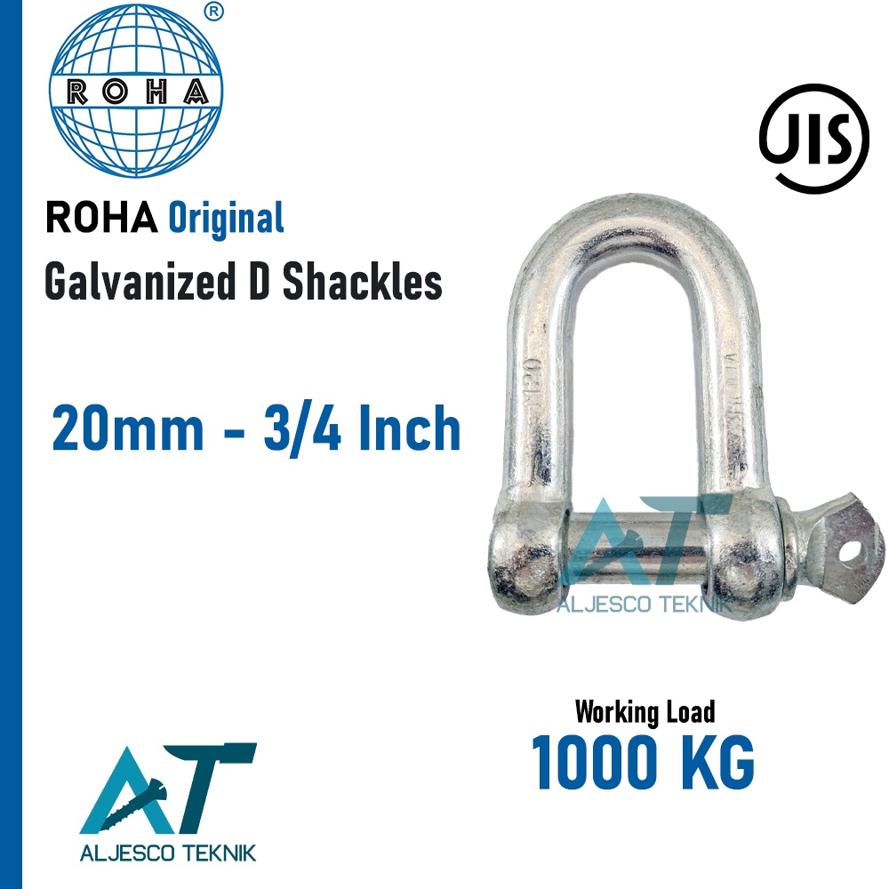 Jual ROHA SEGEL D 20MM 3/4 INCH - SHACKLES D GALVANIZED | Shopee Indonesia