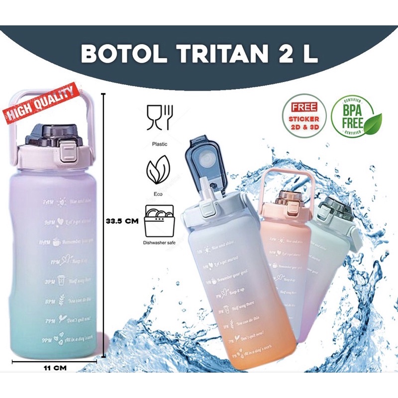 Jual Botol viral 2L | Botol Motivasi olahraga FREE sticker 2D 3D ...