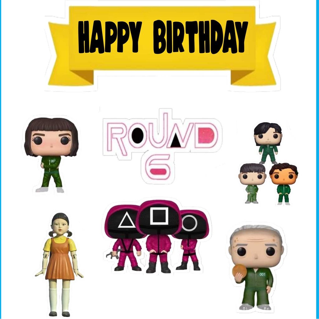 Jual CETAK TOPPER CAKE ULANG TAHUN / HIASAN KUE SQUID GAME LABELLE JAYA ...