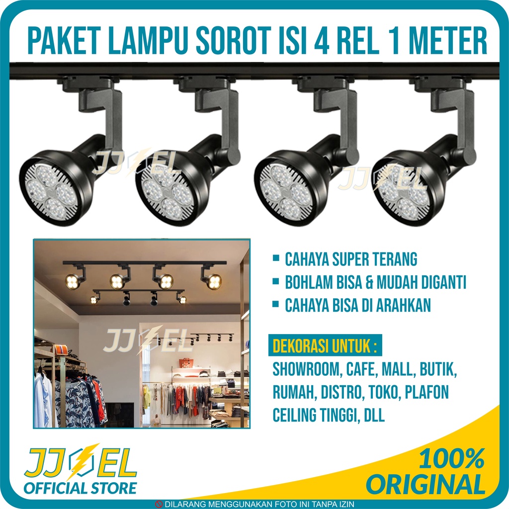 Jual Paket 1 Set 6 Lampu Rell Track LED Sorot Tracklight Rel Spotlight ...