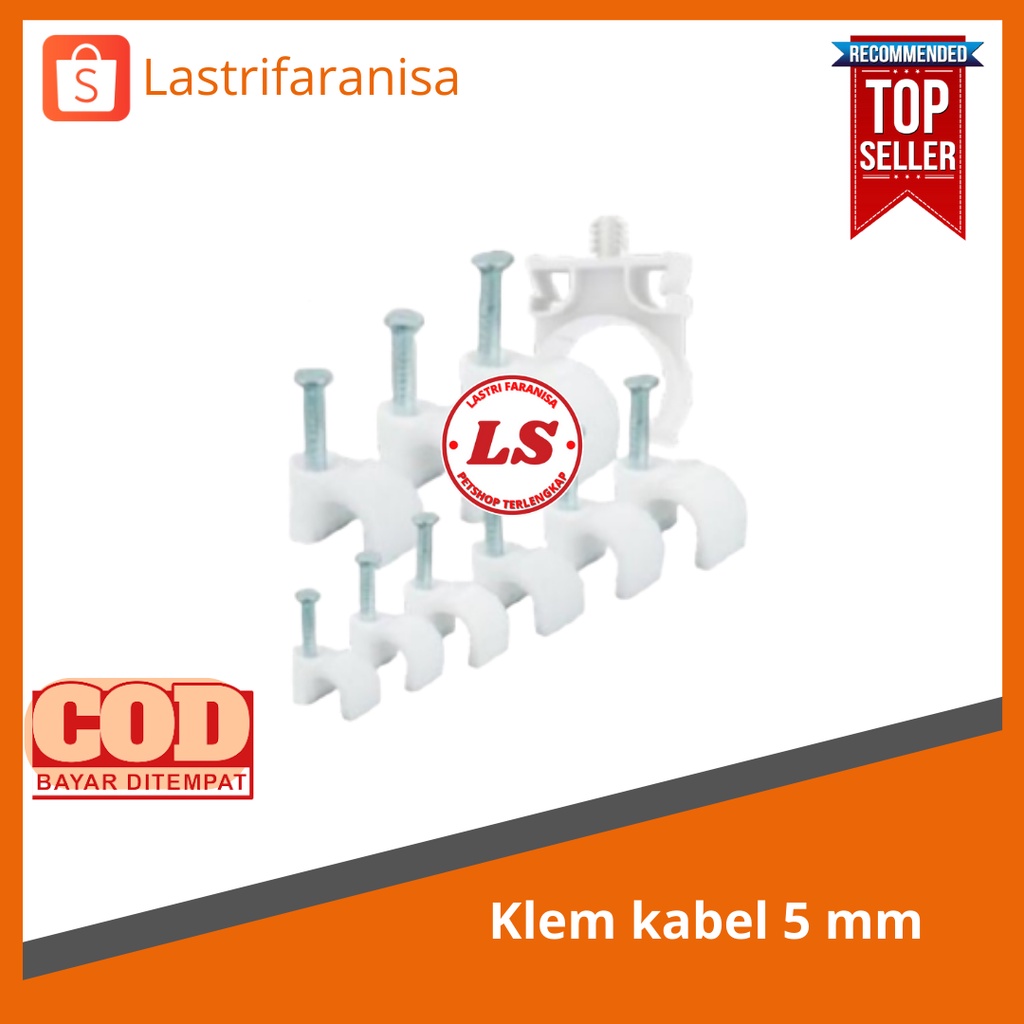 Jual KLEM KABEL 5 MM klem kabel putih klem kabel tempel klip kabel paku ...