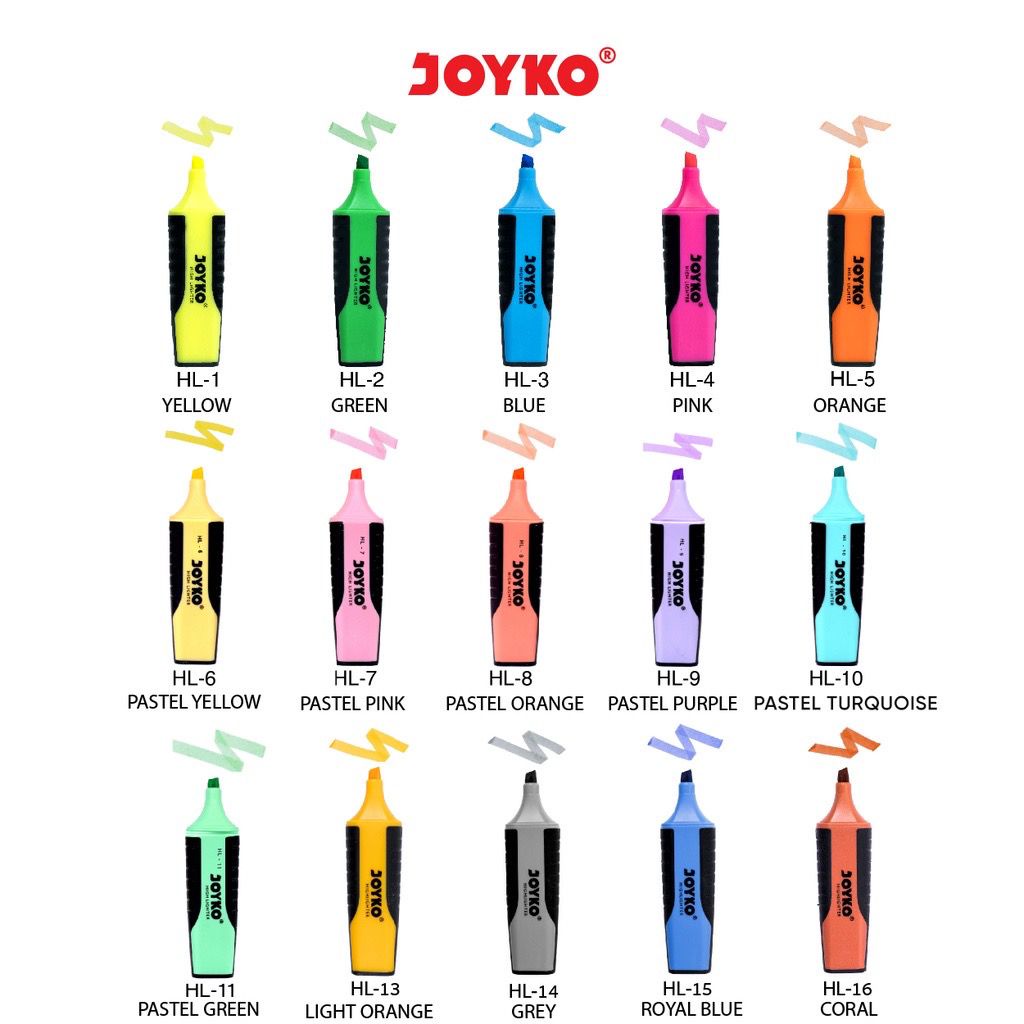 Jual (1 Biji) JOYKO Highlighter JOYKO HL-6 HL-7 HL-8 HL-9 HL-10 HL-11 ...