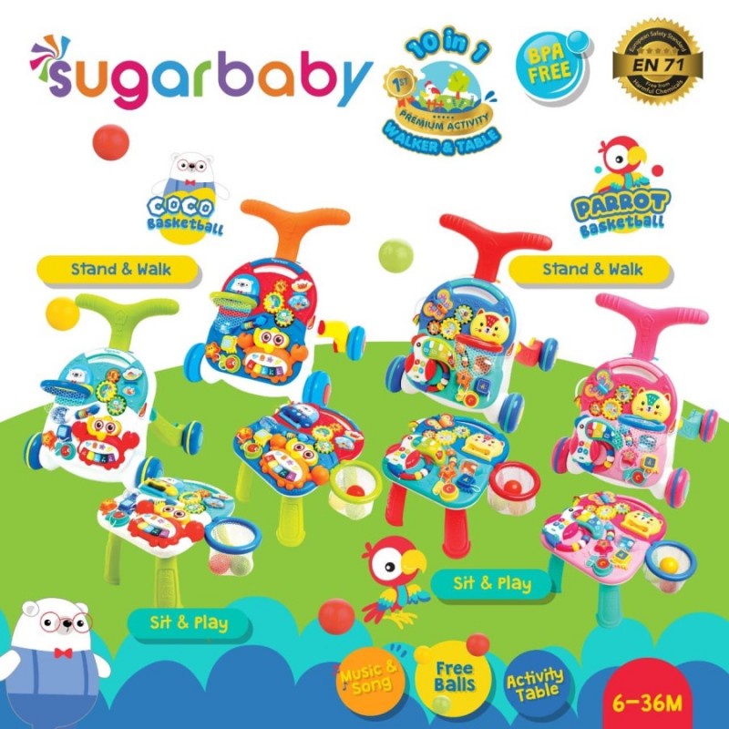 Jual Sugar Baby - 10 in 1 Premium Activity Walker & Table / Mini Car ...