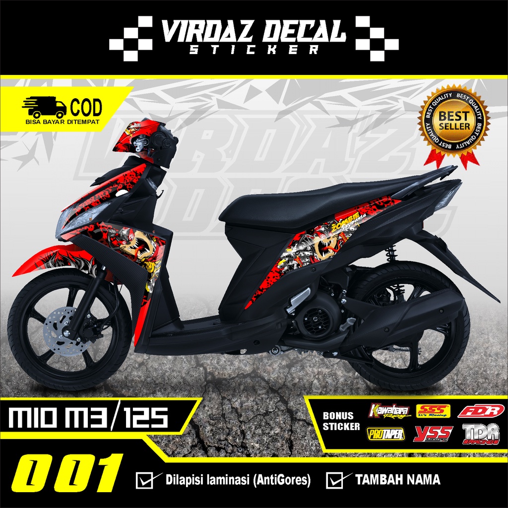 Jual Decal Sticker yamaha Mio m3 / MIO Z MERAH full body-Dekal Stiker ...