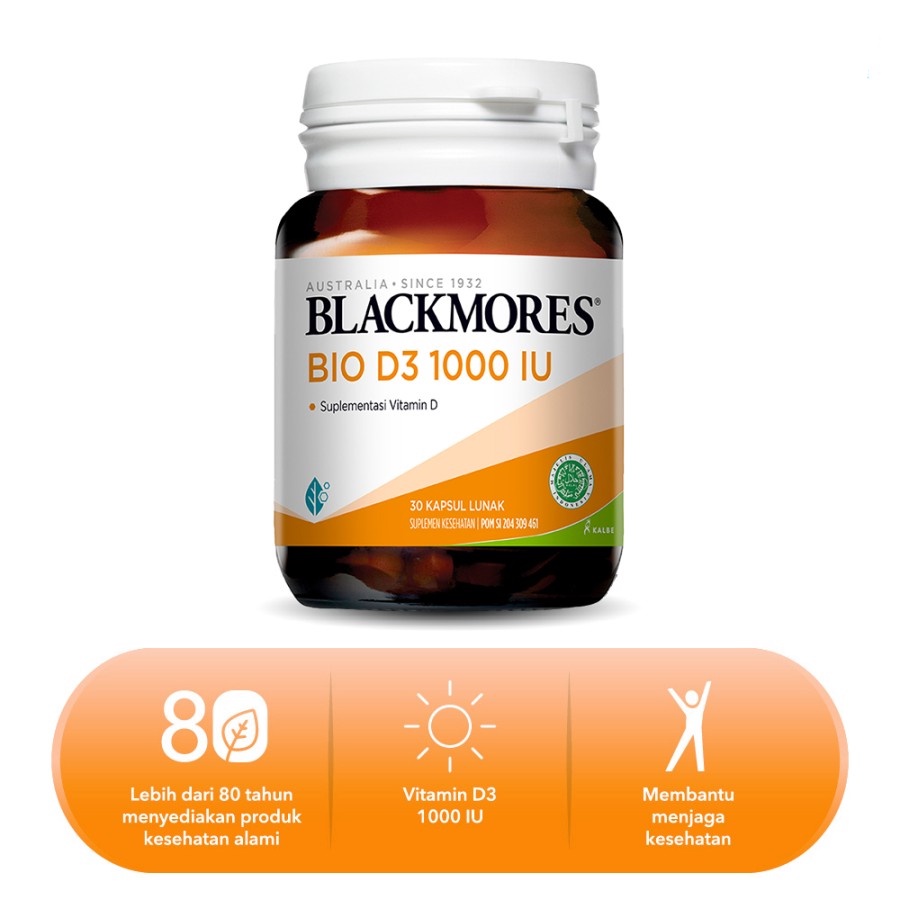 Jual Blackmores Bio D3 1000mg Tinggi Vitamin D 30Caps & 60Caps | Shopee ...