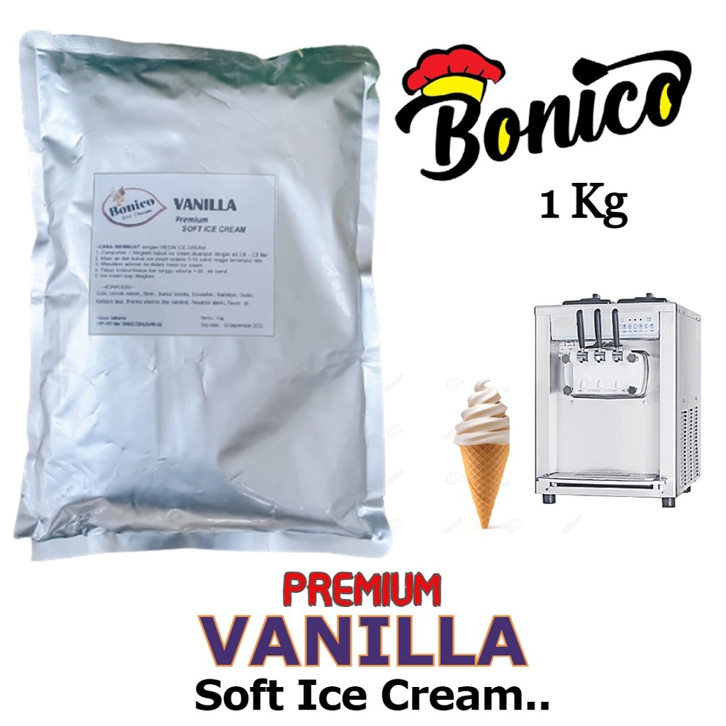 Jual BONICO VANILLA SOFT ICE CREAM POWDER 1kg PREMIUM RESTO premix bubuk es krim mesin lembut ...
