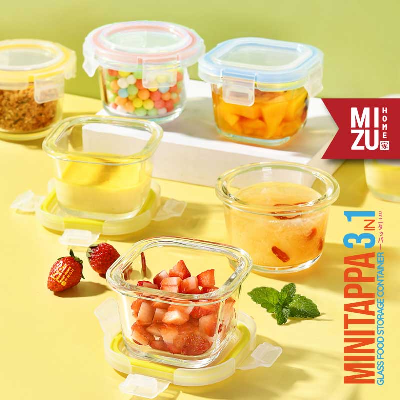 Jual MIZU MINITAPPA 3in1 Glass Food Storage Container SET Baby Food Jar ...