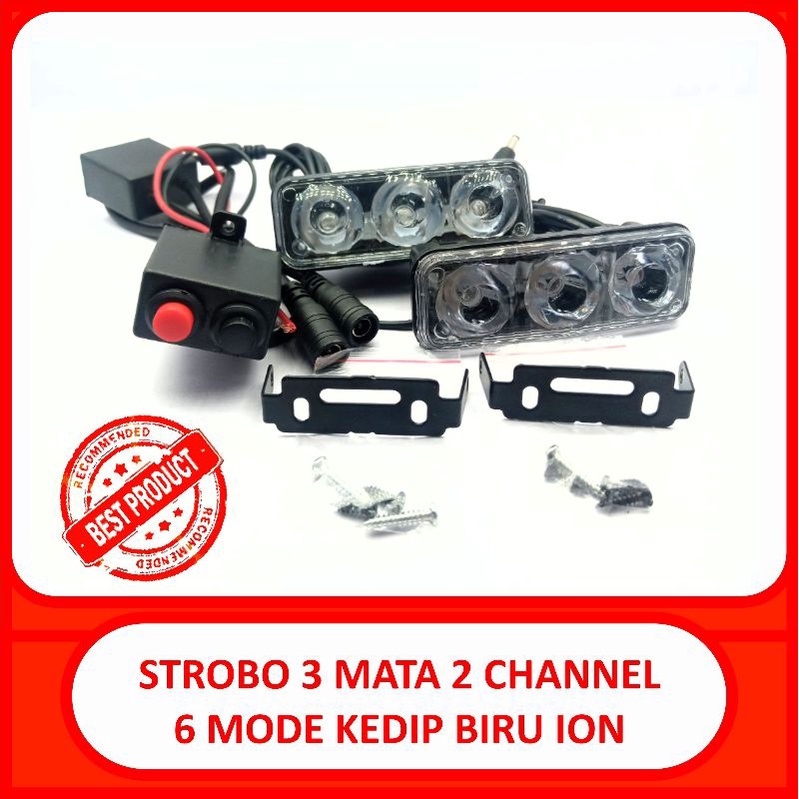 Jual strobbo blue ion 3 mata led | Shopee Indonesia
