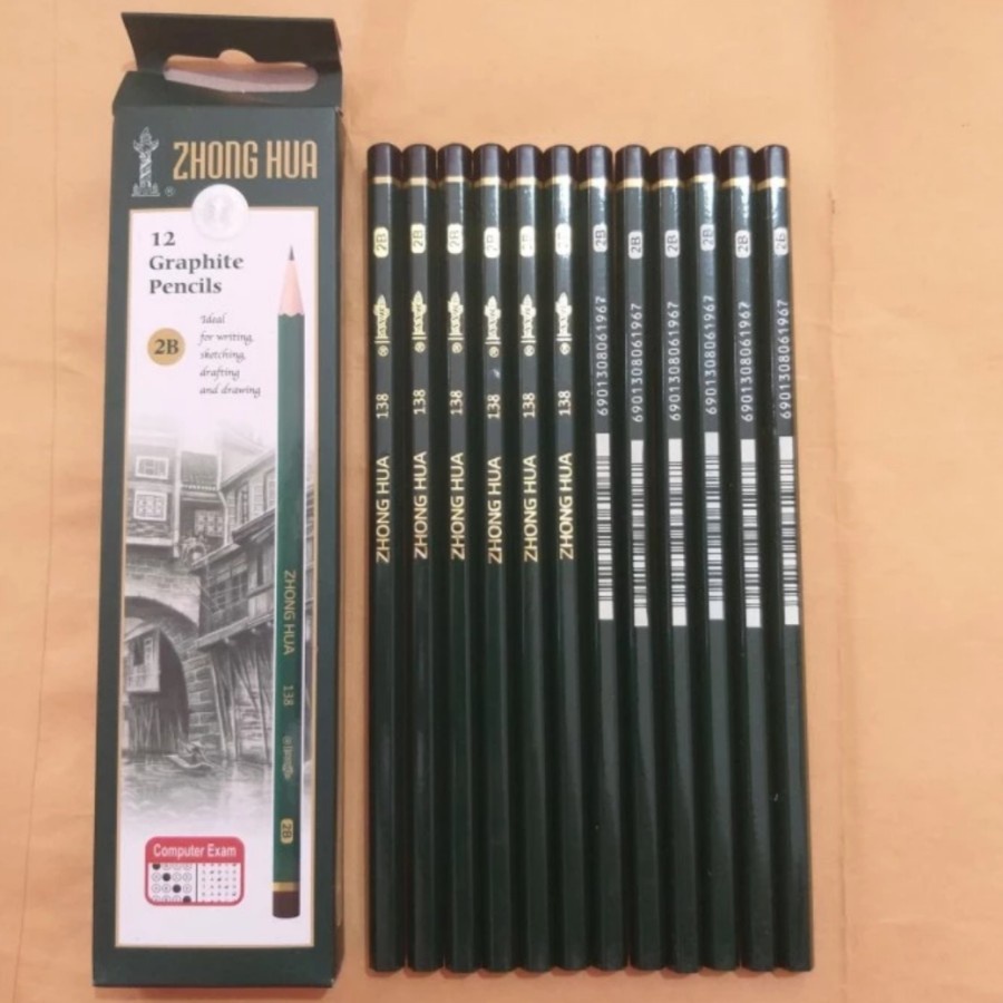 Jual Pensil Kayu Zhong Hua 2B Tipe 138 1 box isi 12 pcs | Shopee Indonesia