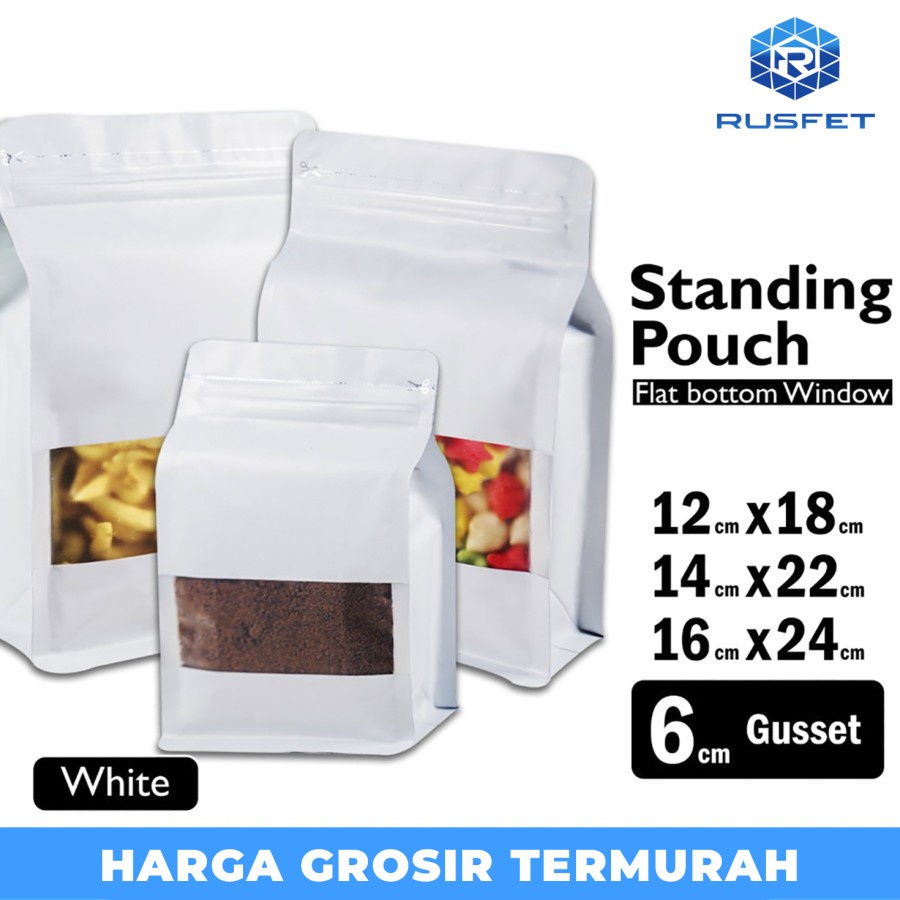 Jual FLAT BOTTOM WINDOW Putih ALU FOIL standing Pouch Delkochoice ...