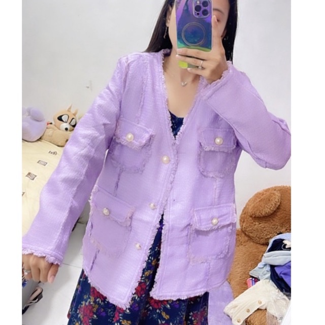 Jual OUTER TWEED LILAC | Shopee Indonesia