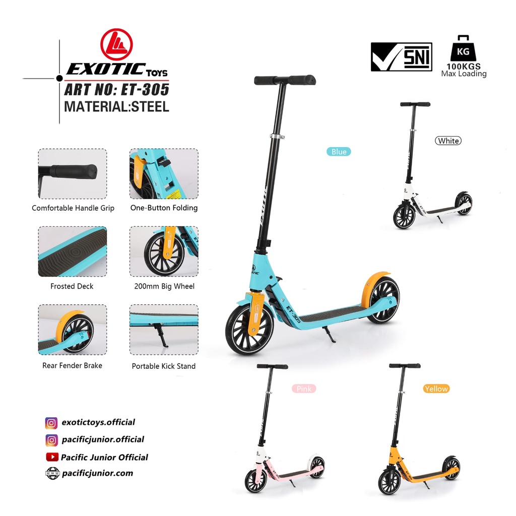 Jual Scooter Exotic ET-305 Skuter Otoped Anak Dewasa ET305 Roda Besar ...
