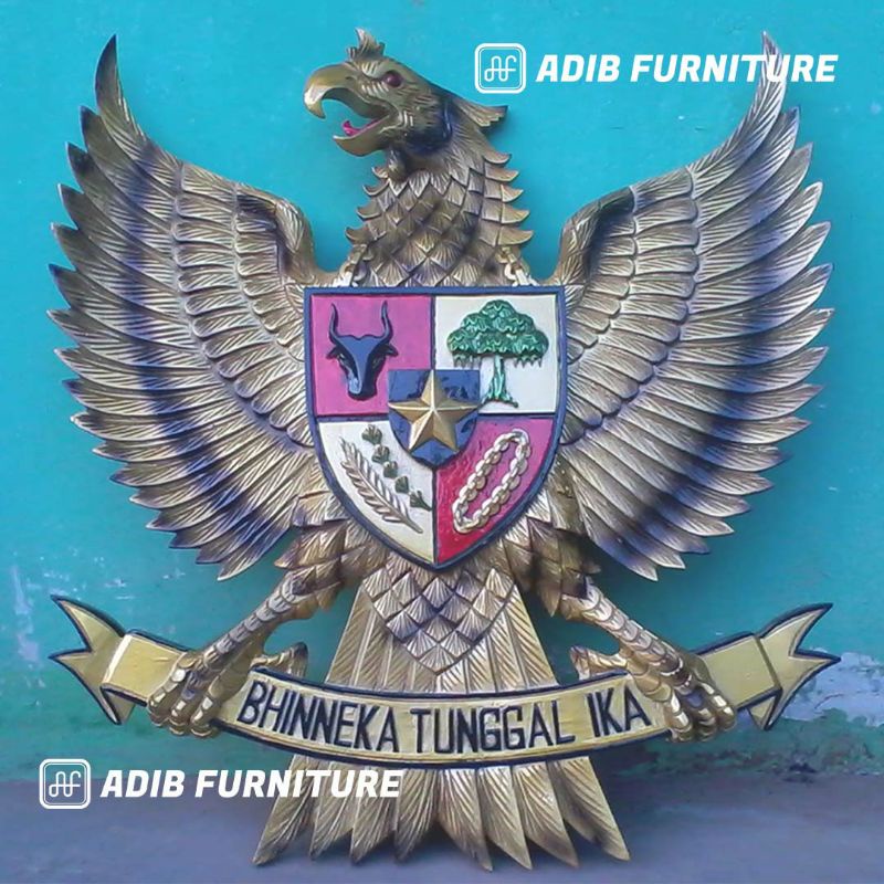 Jual BURUNG GARUDA PANCASILA JATI GOLD LOSTER HITAM 60 CM | Shopee ...