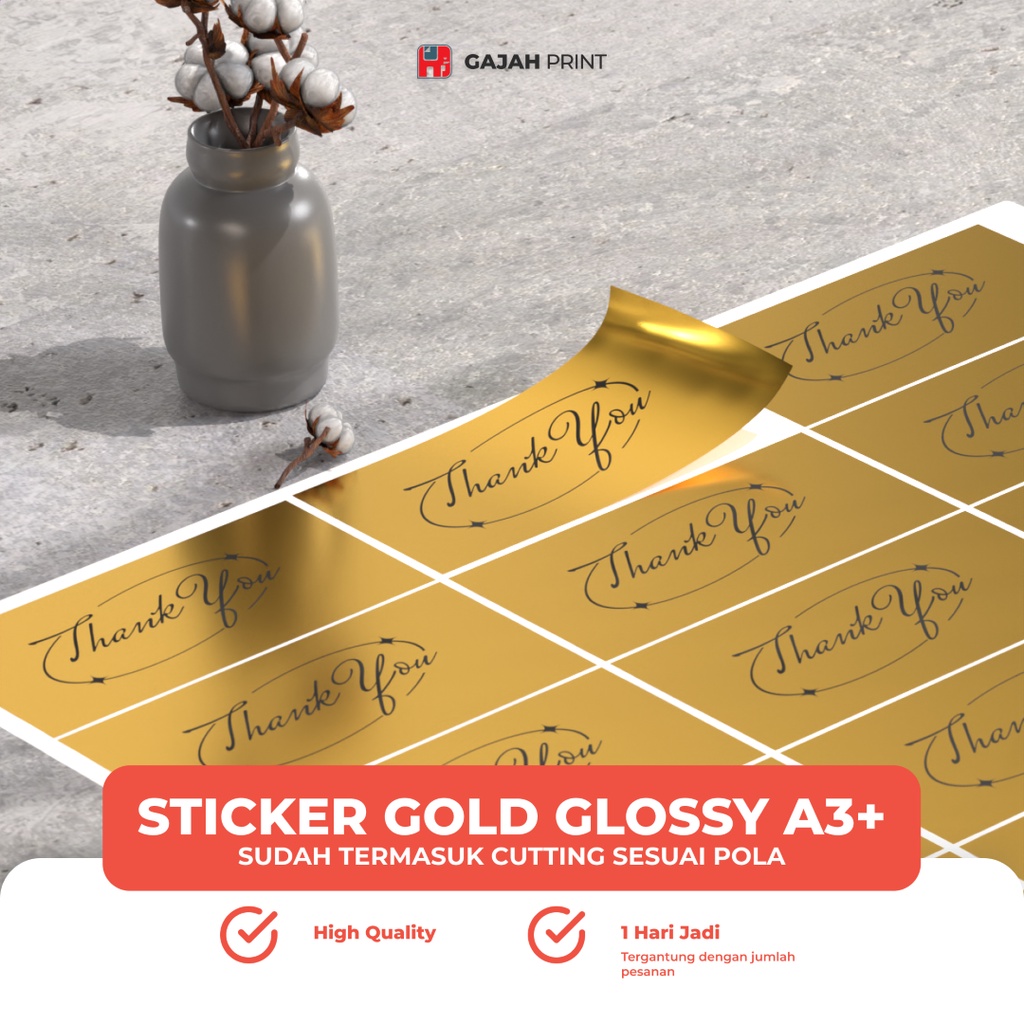 Jual Cetak Stiker Gold Glossy A3+ / Stiker Label emas / Stiker Gold ...