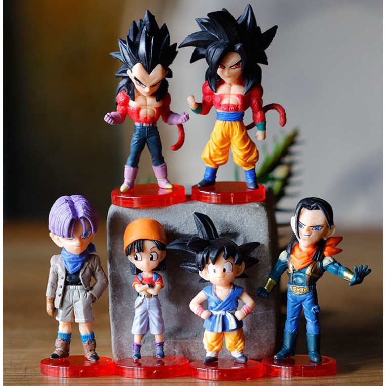 Jual Mini Figure Dragon Ball 1 Set isi 6pcs SSJ4 Trunks Goku Goten ...