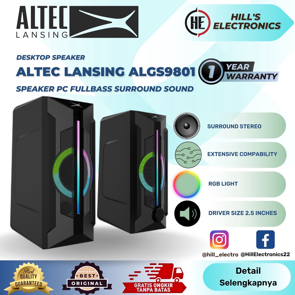 Jual Altec Lensing 2.0 RGB Speaker Komputer Pc dan Desktop-ALGS9801 ...
