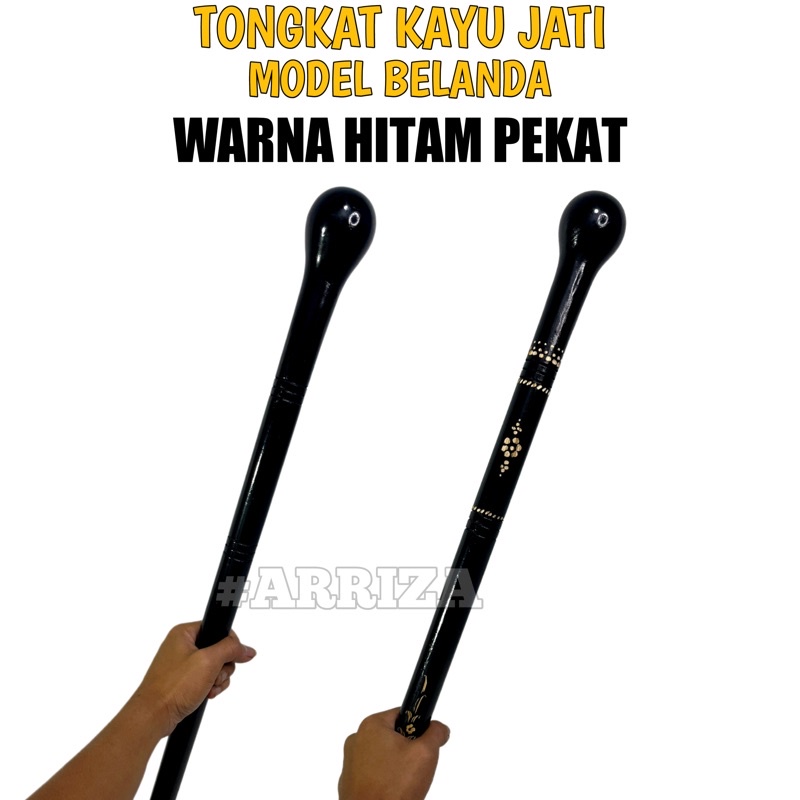 Jual Tongkat Jalan Kayu Jati Asli Panjang 100cm 1 Meter Warna Hitam ...