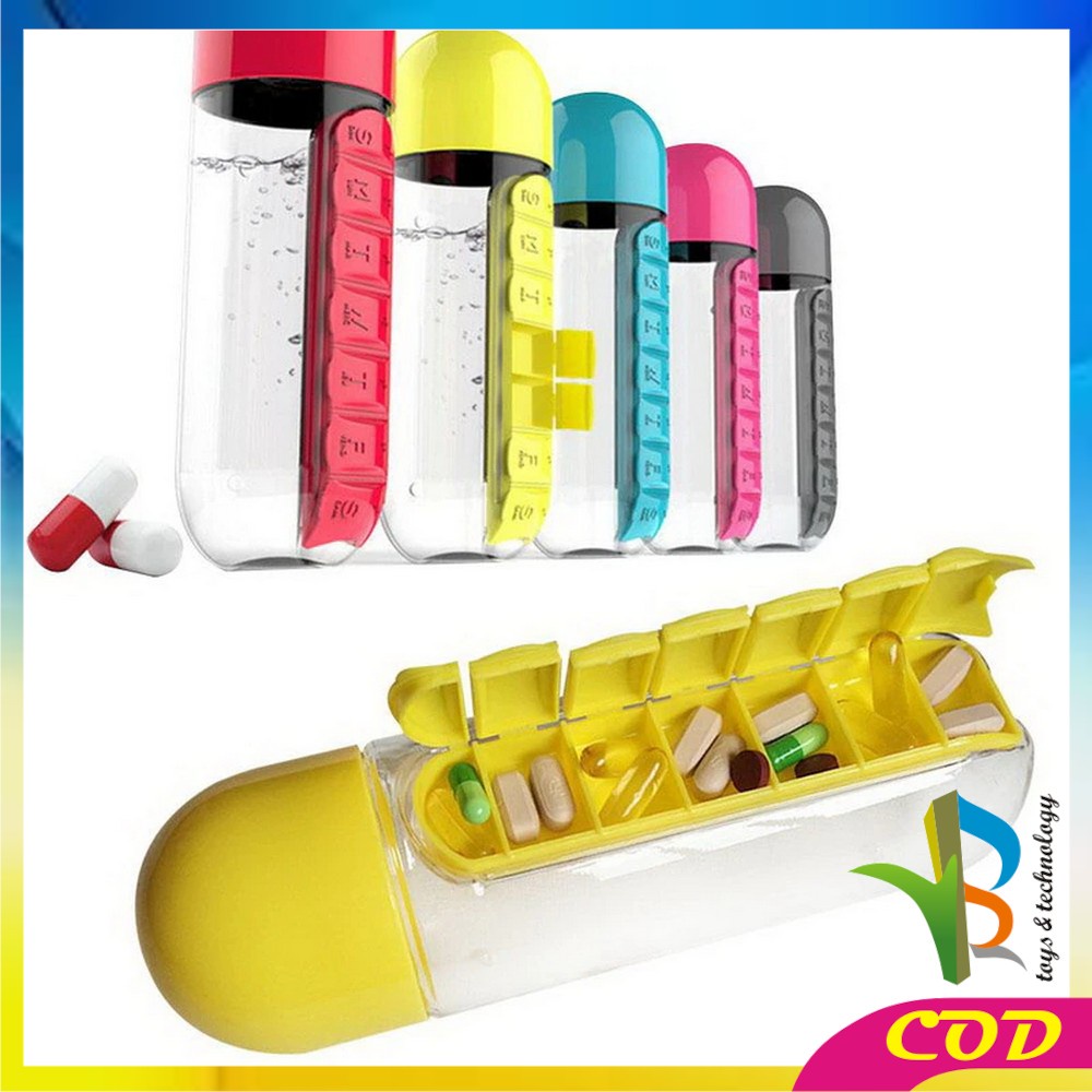 Jual RB-C313 Botol Minum 2 IN 1 Botol Air Minum 600ML + Kotak Obat ...