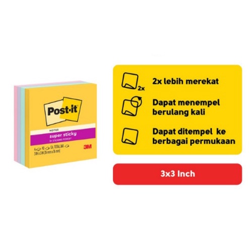 Jual STICKY NOTES 3M POST IT 654-4SSWT 4 WARNA 360 LBR MEMO TEMPEL ...