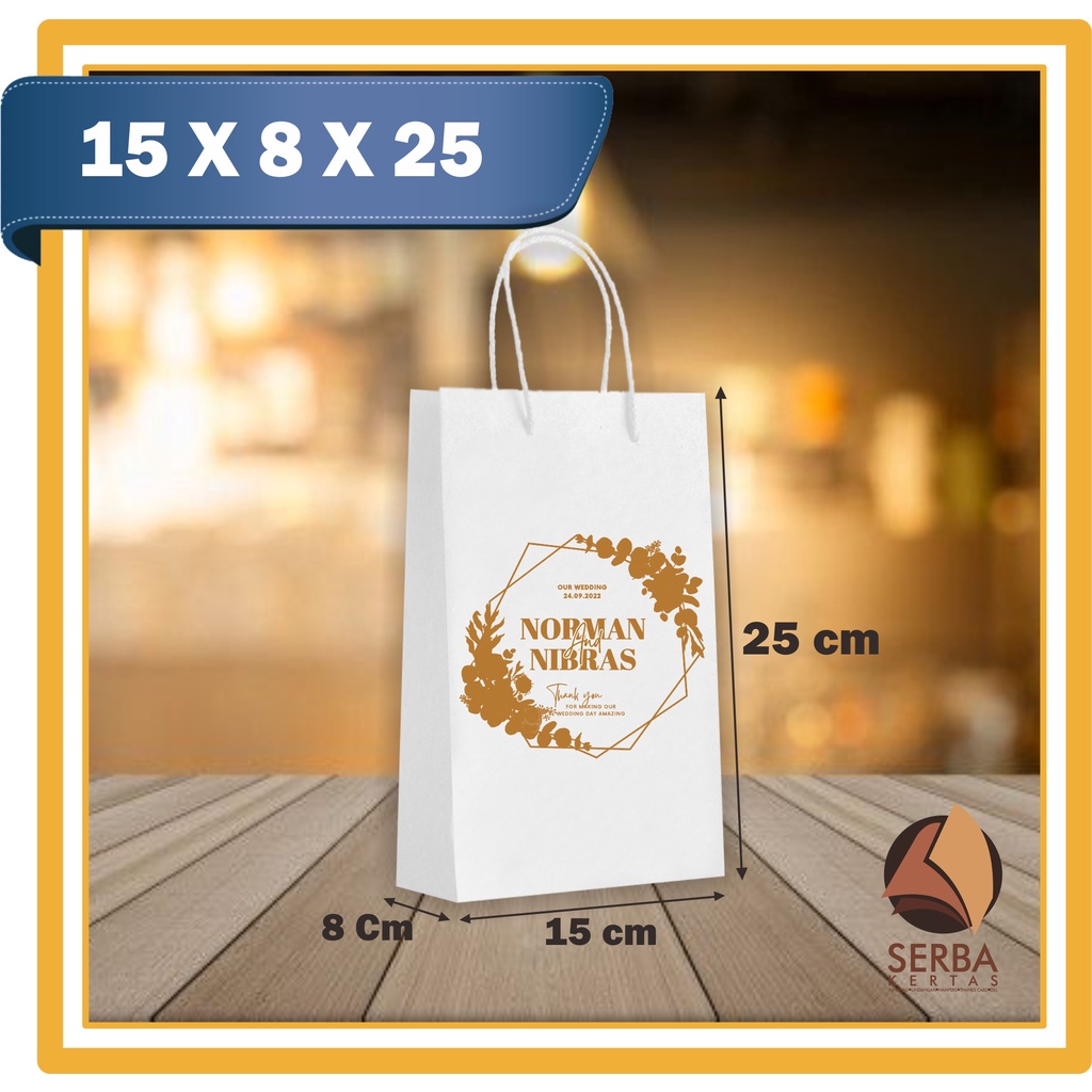Jual Paperbag Wafer Putih Sablon / Paperbag Putih Uk. 15x8x25 ...