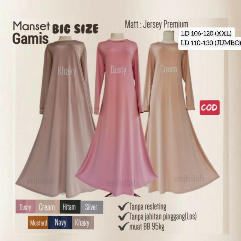 Jual Manset Gamis Jumbo Dress Muslim Big Size Inner Jersey Premiumj ...