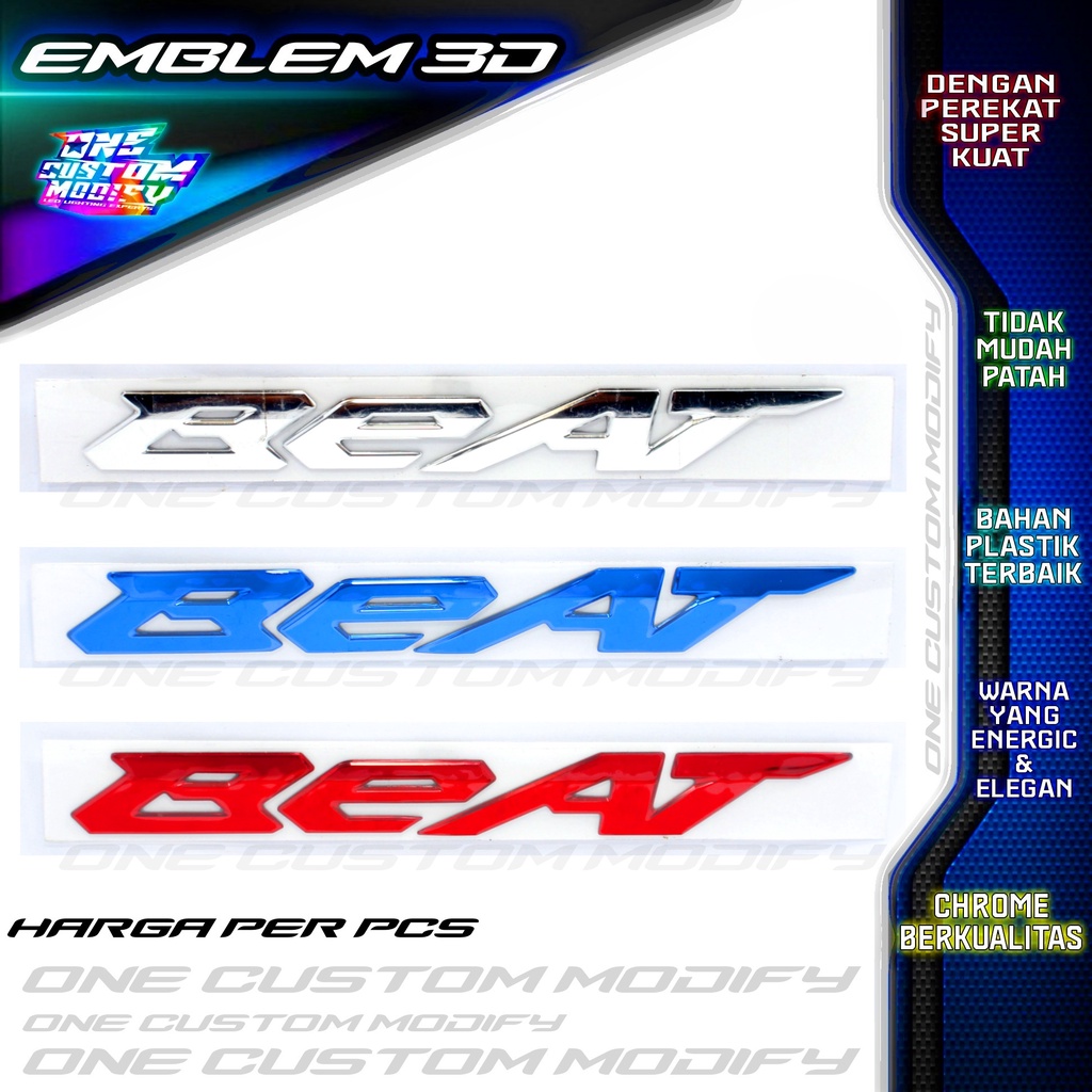 Jual EMBLEM 3D TIMBUL LOGO BEAT WARNA CHROME GOLD BIRU MOTOR BEAT 2017 ...