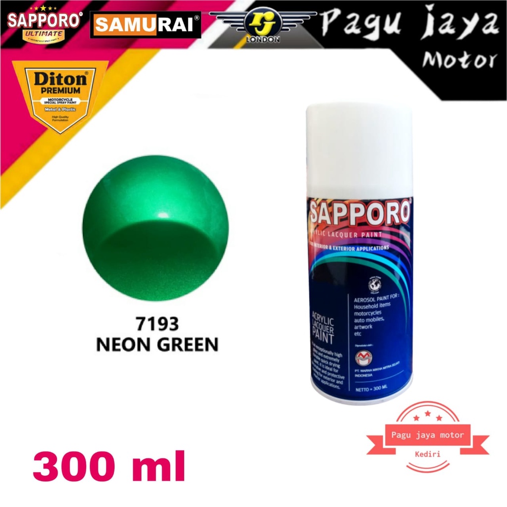 Jual SAPPORO 300ml NEON GREEN 7193 PILOX PILOK CAT SEMPROT SPRAY PAINT ...