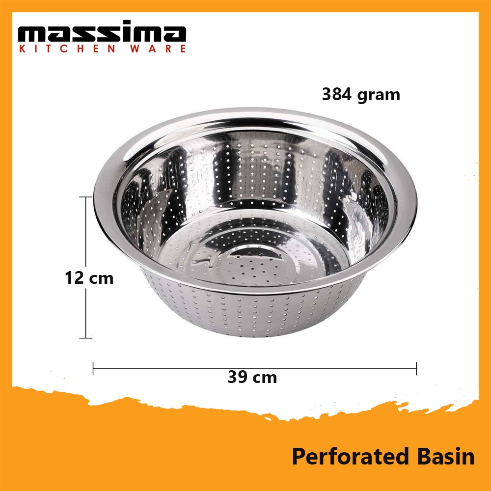 Jual Baskom Lubang Stainless Tirisan Saringan Buah Sayuran 39 cm ...