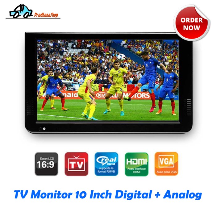 Jual Tv Monitor Portable Dvb T2 Analog Tv Digital Mobil Piknik 10 Inch ...