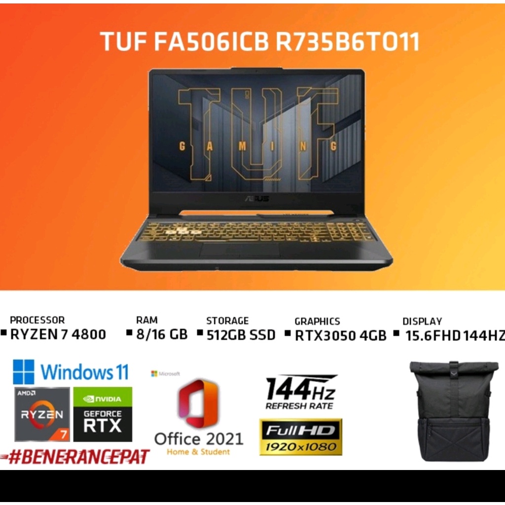 Jual LAPTOP GAMING 14 INCH TYPE ASUS TUF FA506ICB | Shopee Indonesia