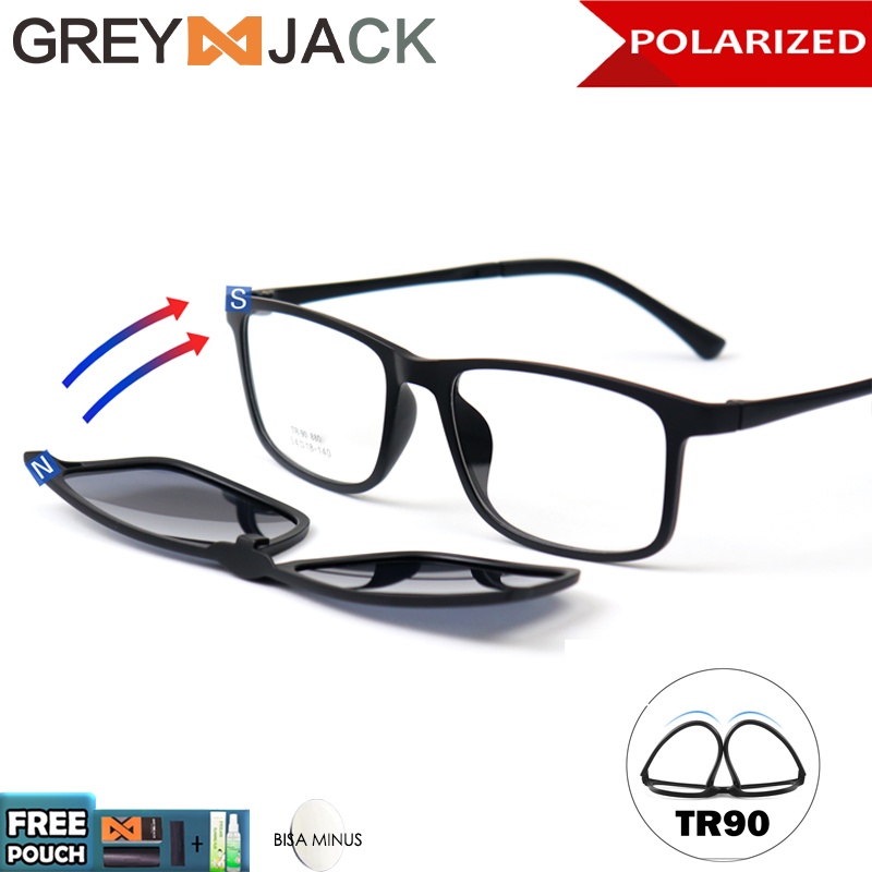Jual Grey Jack Kacamata Clip on 2in1 sunglasses frame Tr90 Lensa Polarized Anti UV silau model ...