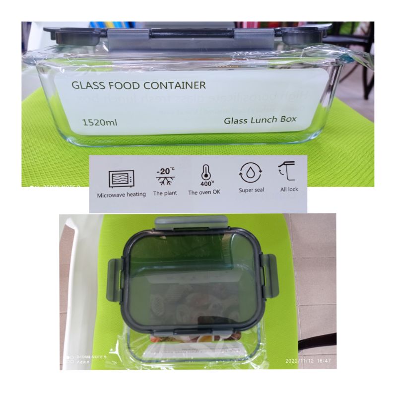 Jual GLASS Lunch box,glass food container,tempat saji kaca,bisa open ...