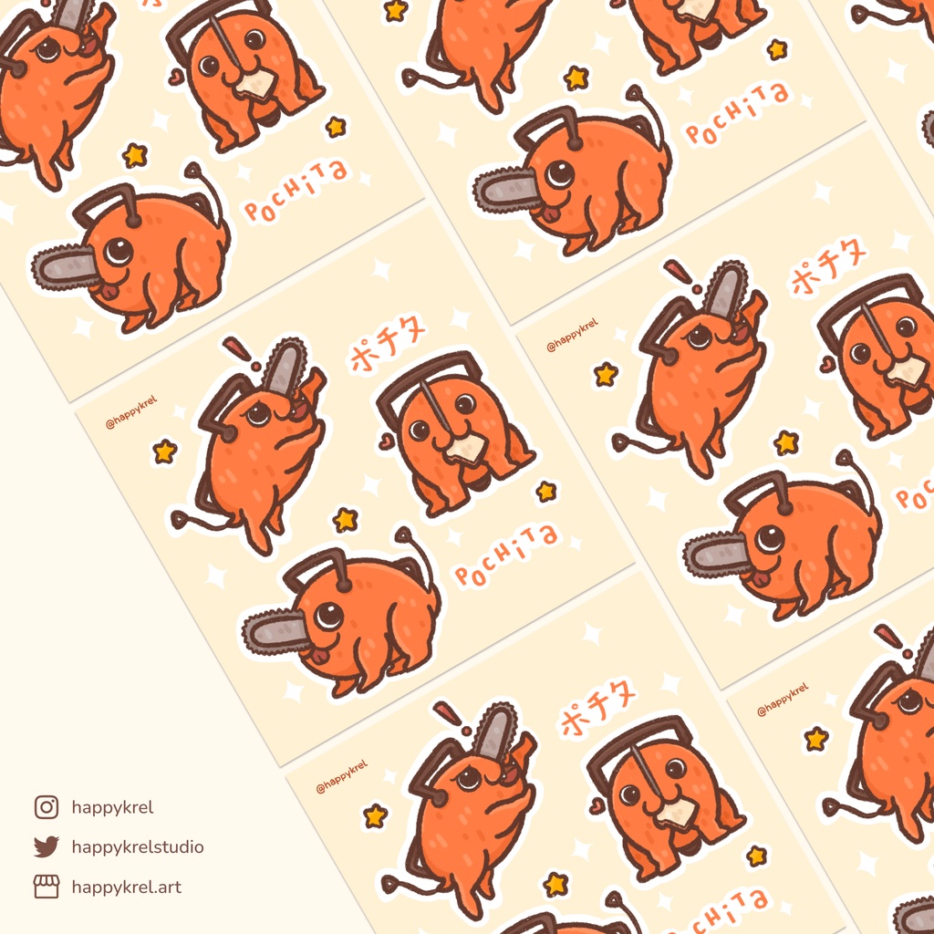 Jual Pochita - Art Prints & Sticker Sheets | Sticker Lucu / Stiker ...
