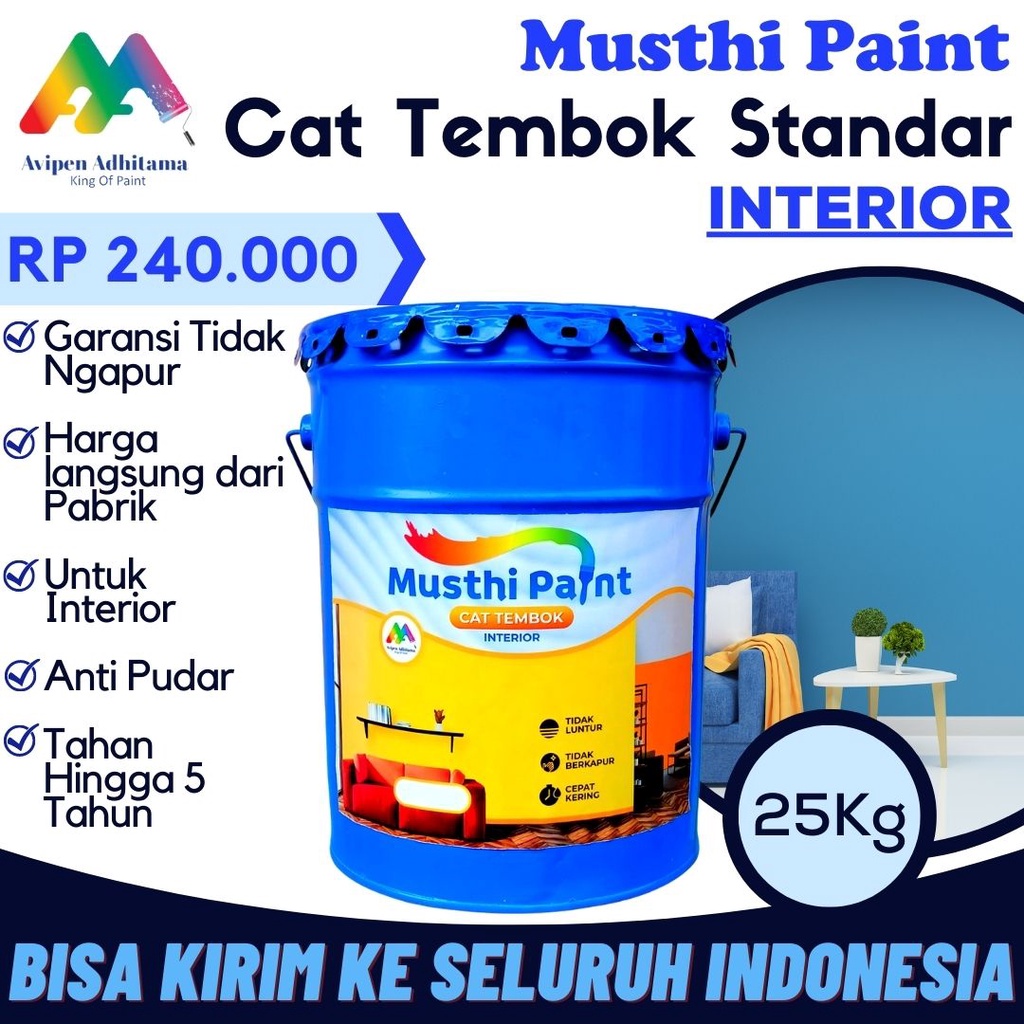 Jual Cat Tembok Standar Musthi Paint 25Kg FULL Cat Dinding Termurah ...
