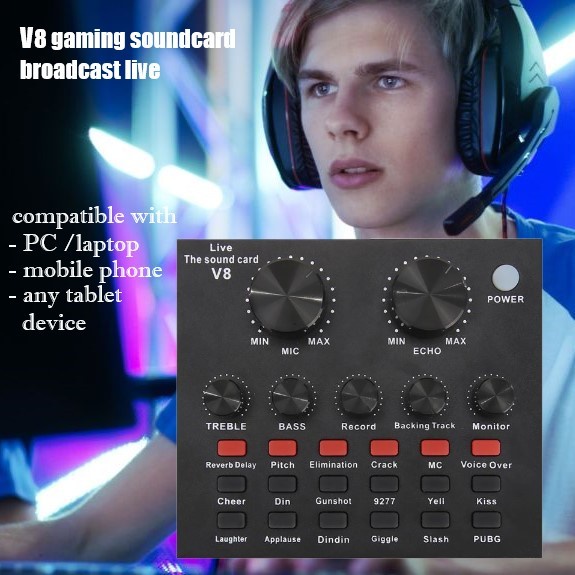 Jual Sound card V8 live studio Mixer Bluetooth SoundCard V8 Audio Murah ...